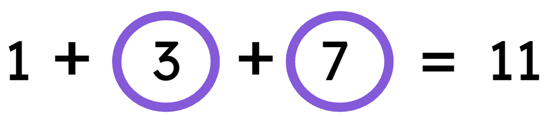 Add three addends efficiently by finding two addends that total 10 KS1 ...