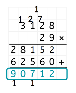 Explain how to use long multiplication to multiply a 4-digit by a 2 ...